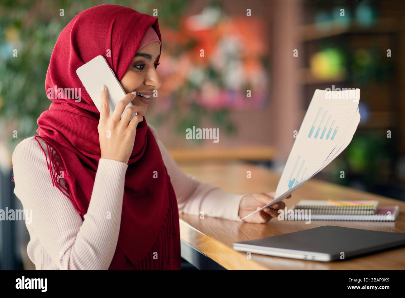 Indian young woman in hijab personal assistant having phone ...