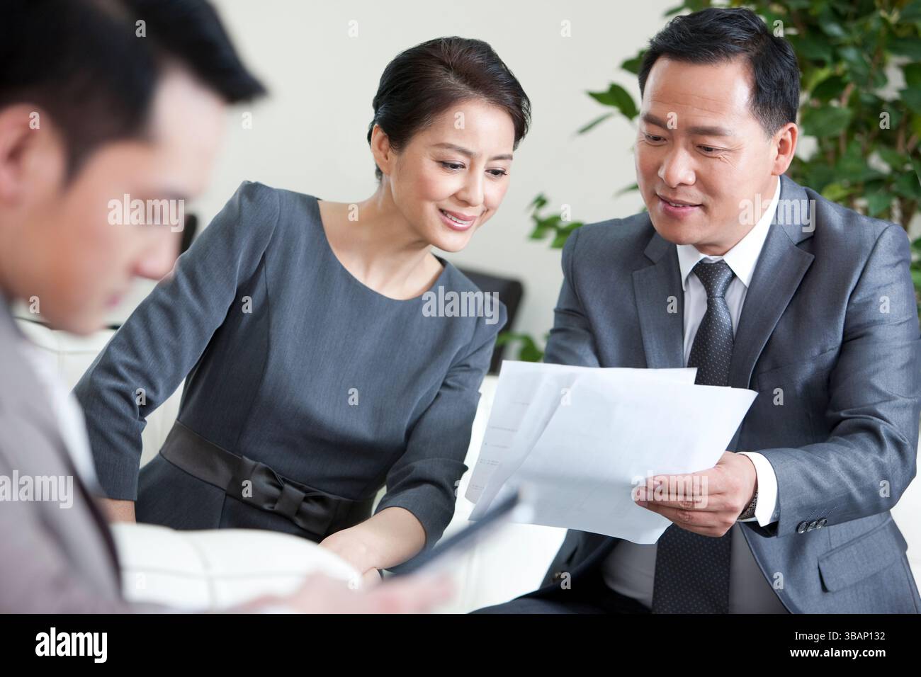 Chinese business partners in discussion Stock Photo - Alamy