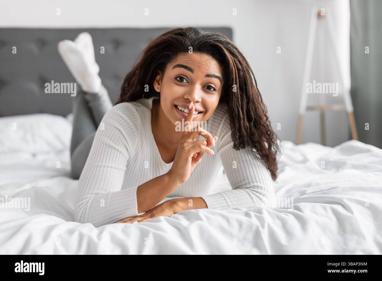Shh, Keep Silence Concept. Young African American Woman Gesturing Shh ...