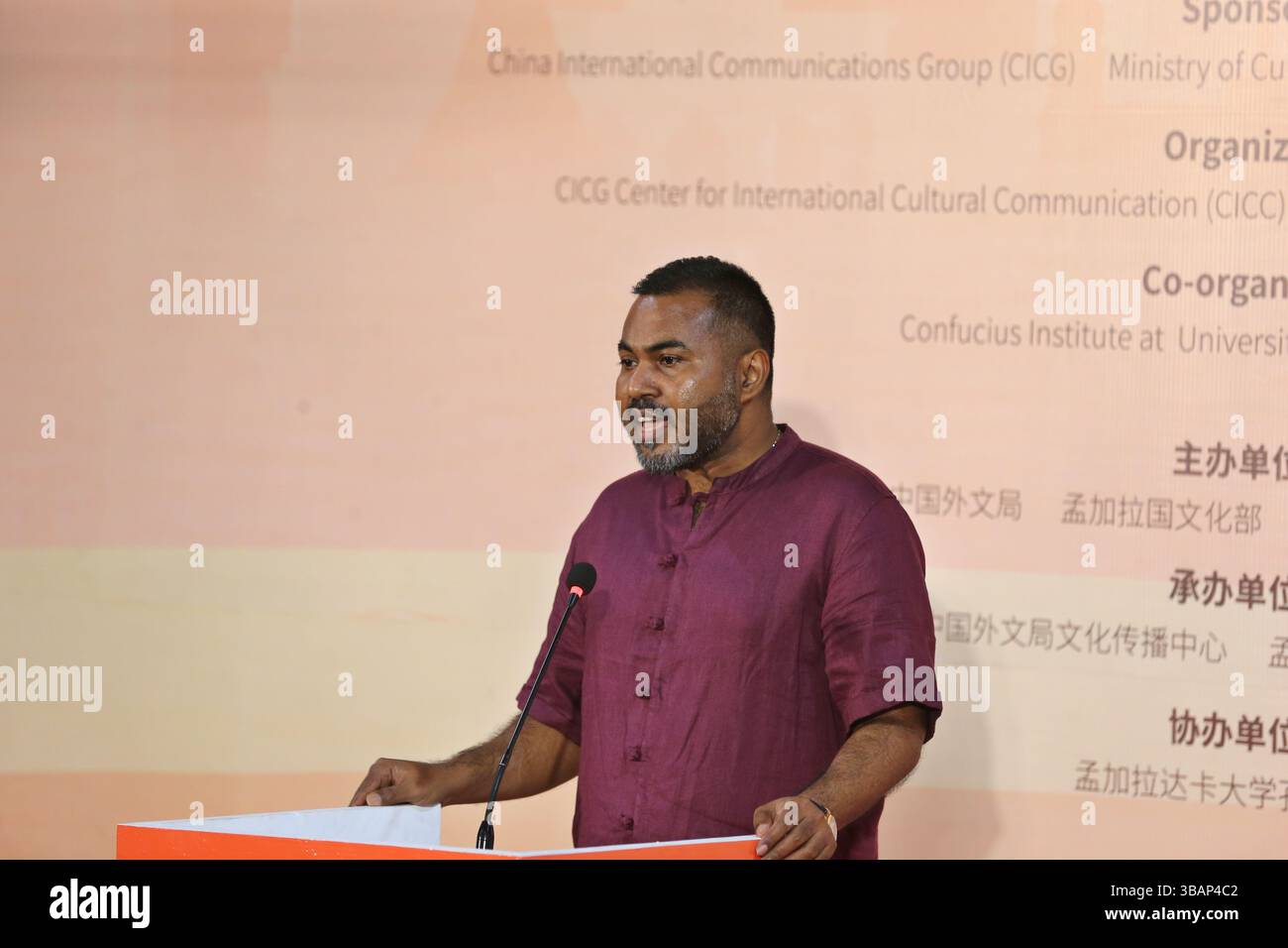Dhaka, Bangladesh. 11th May, 2025. A Bangladeshi youth representative speaks at the "Reading ...