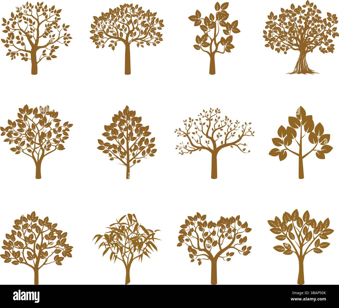 Big collection golden Trees. Vector illustration Stock Vector Image & Art - Alamy