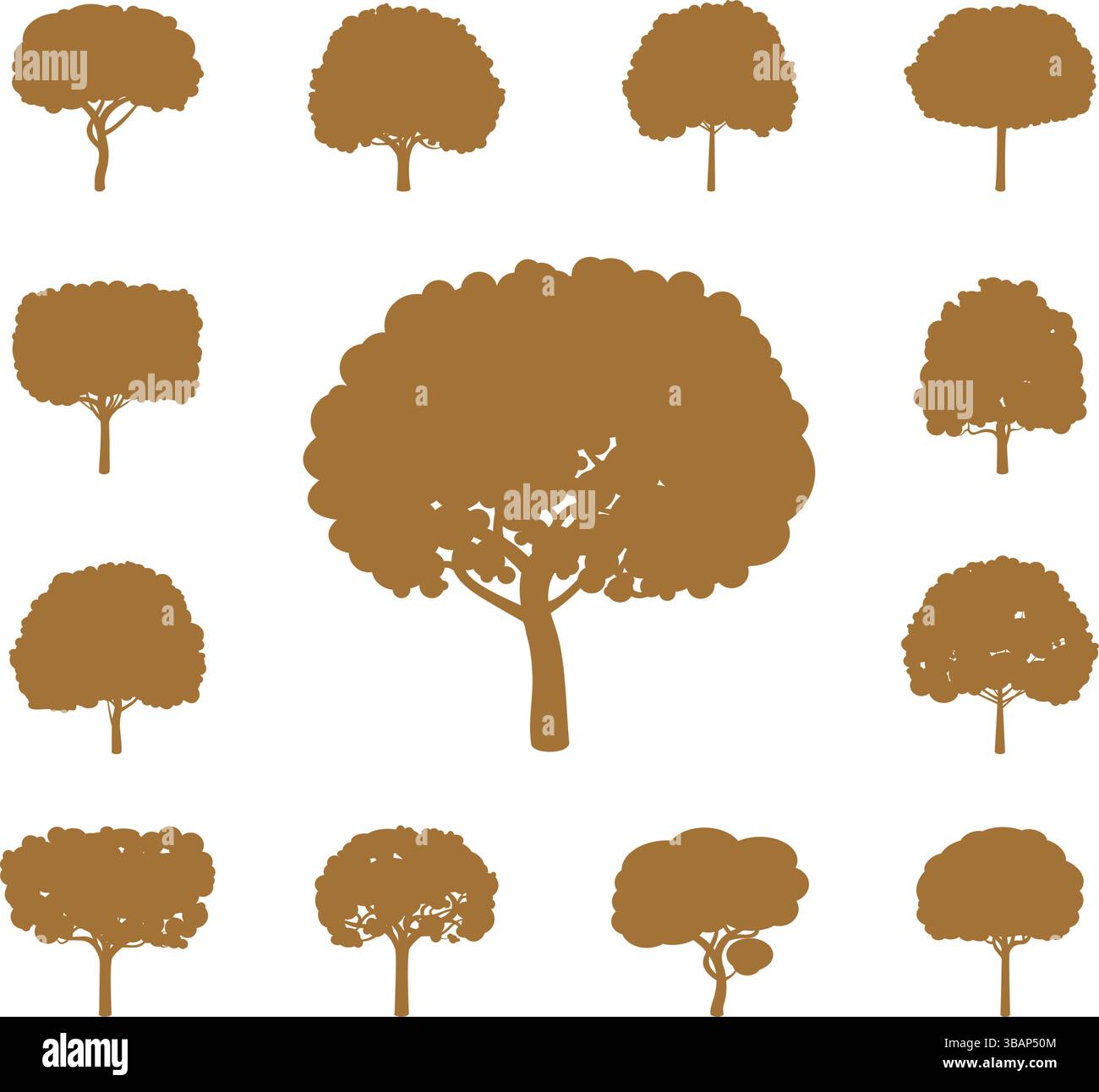 Big collection golden Trees. Vector illustration Stock Vector Image ...