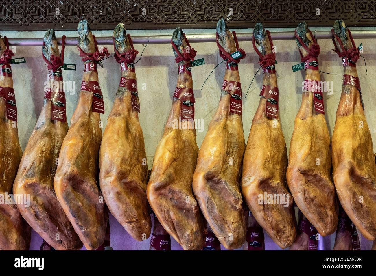 legs of cured Iberian ham, Granada, Andalusia, Spain Stock Photo - Alamy