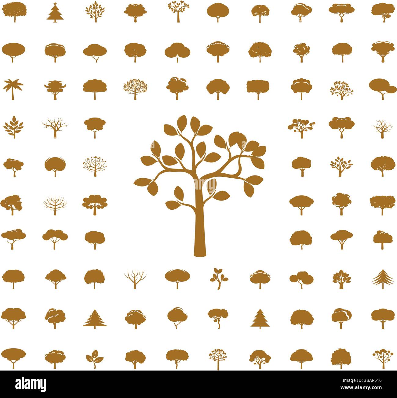 Big collection golden Trees. Vector illustration Stock Vector Image ...