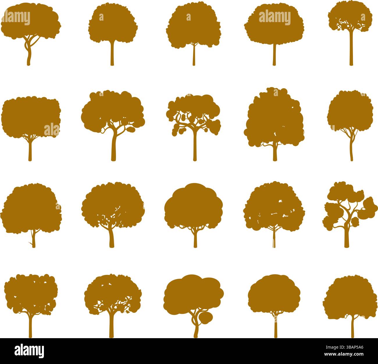 Big collection golden Trees. Vector illustration Stock Vector Image ...
