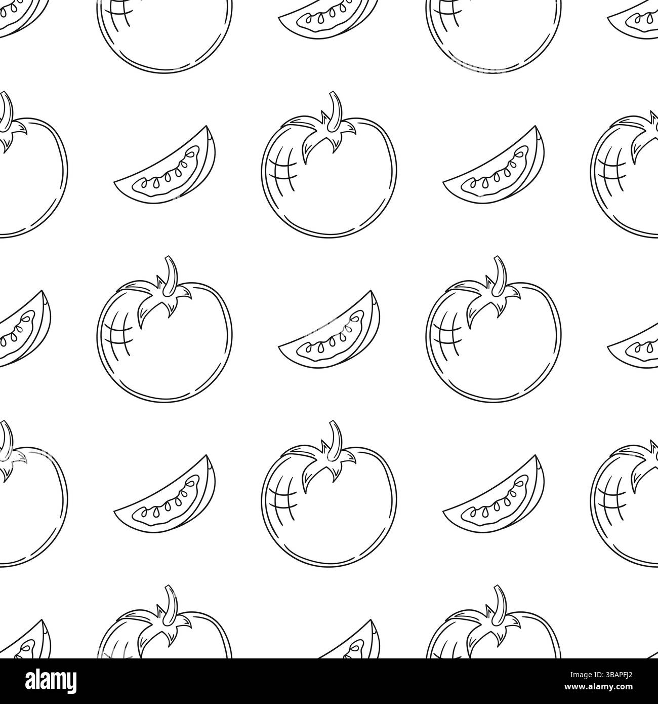Tomato. Pattern for textile or kitchen in hand draw style. Monochrome ...