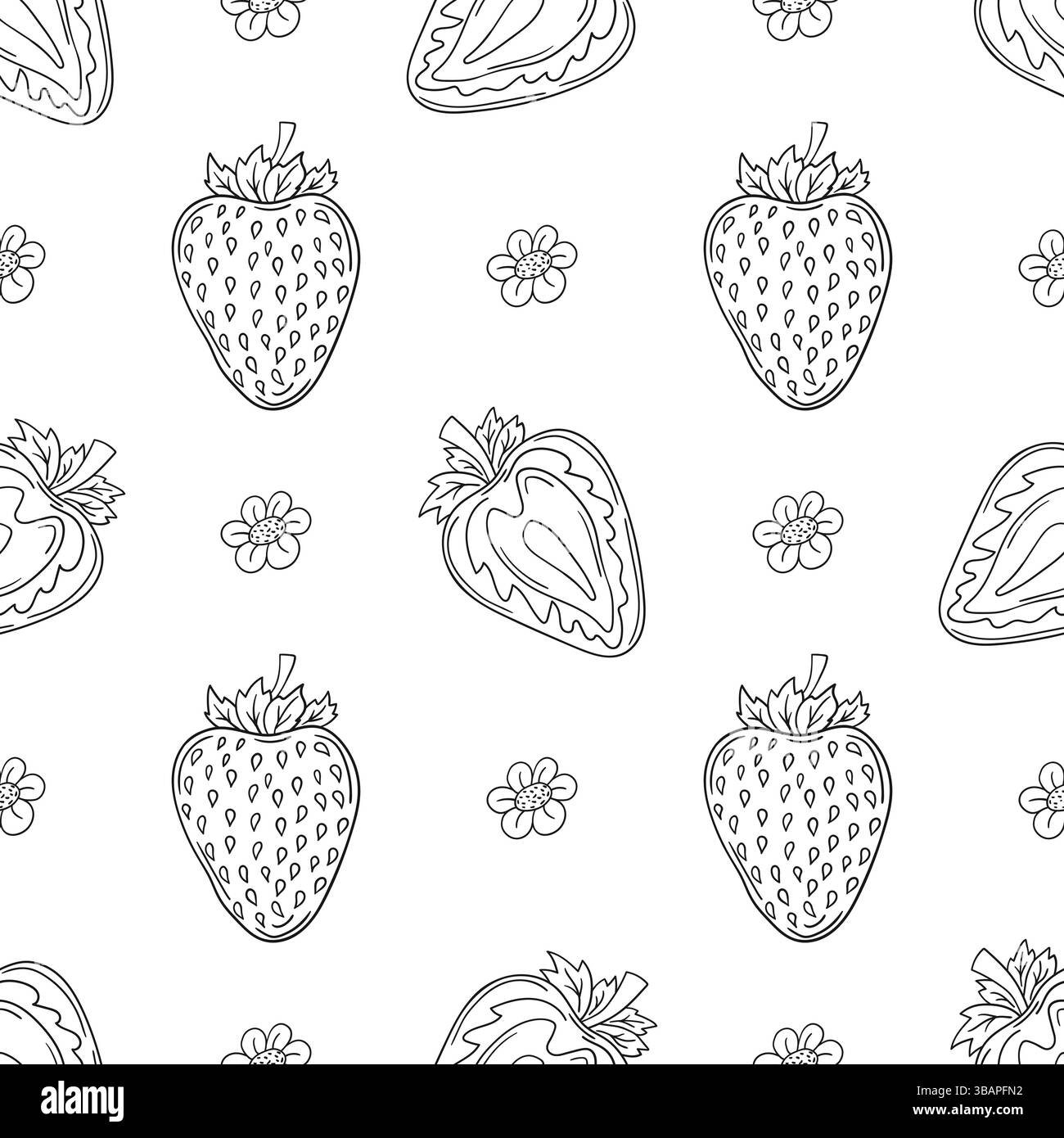 Strawberry. Pattern for textile or kitchen in hand draw style ...