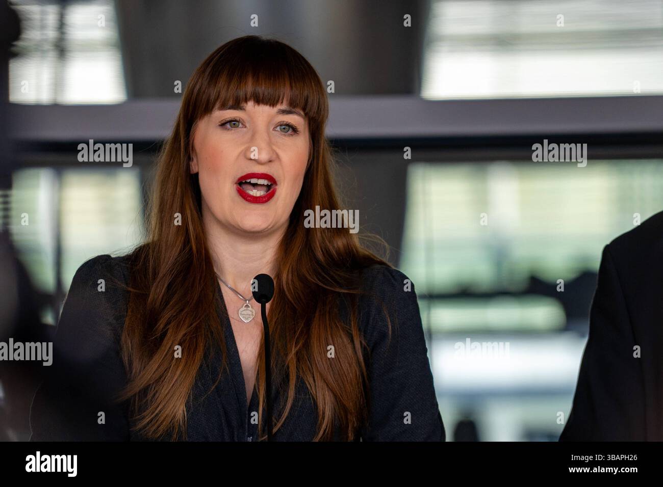 Pressestatement Die Linke vor der im Bundestag, im Bild Heidi ...