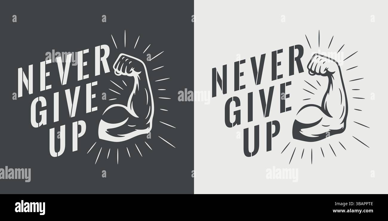 Never Give Up Gym Poster. Flexed Muscle Arm, Muscle Strength, Fitness Motivation. Muscle Workout ...