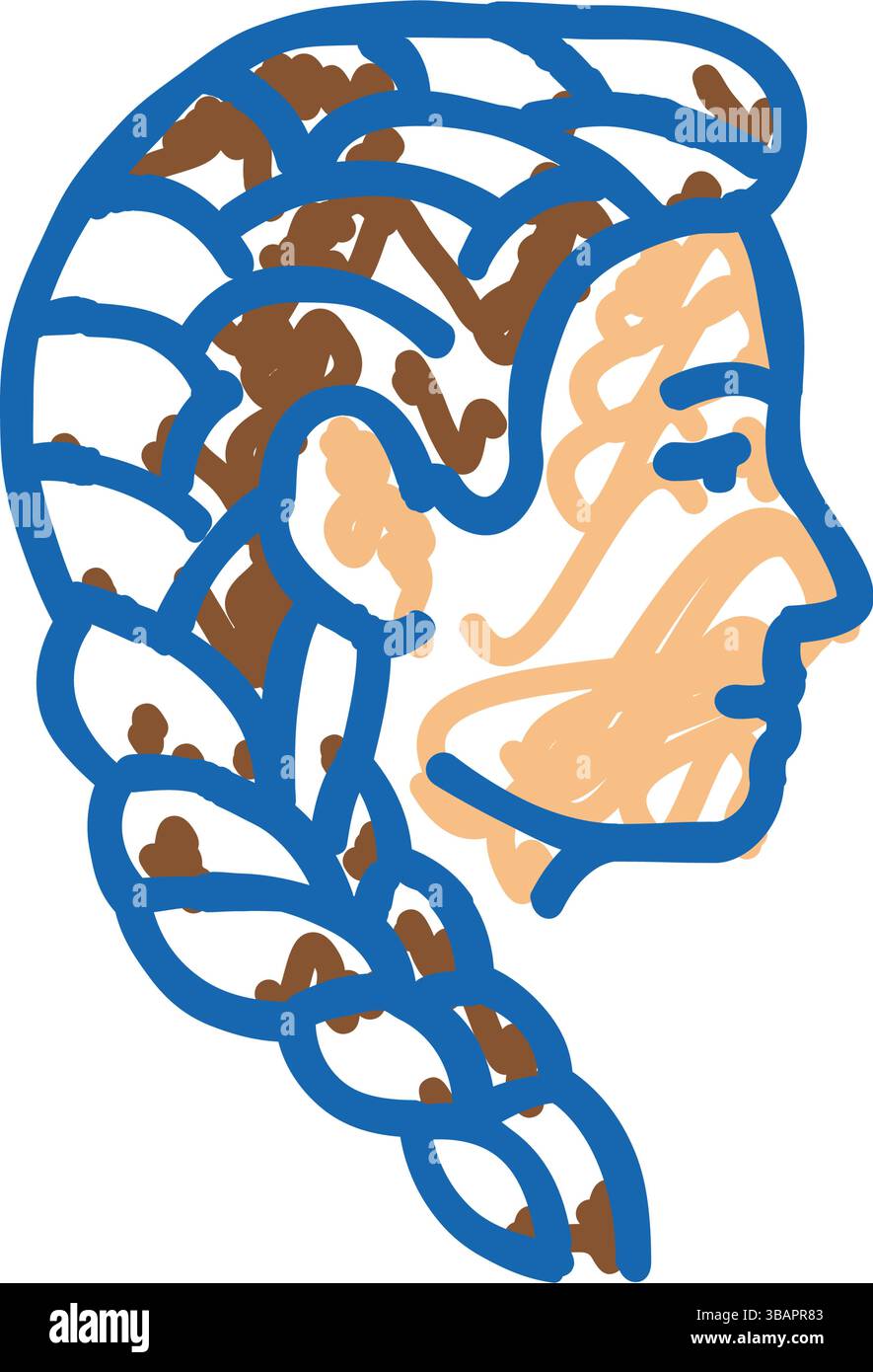 french braid hairstyle female icon doodle illustration Stock Vector ...