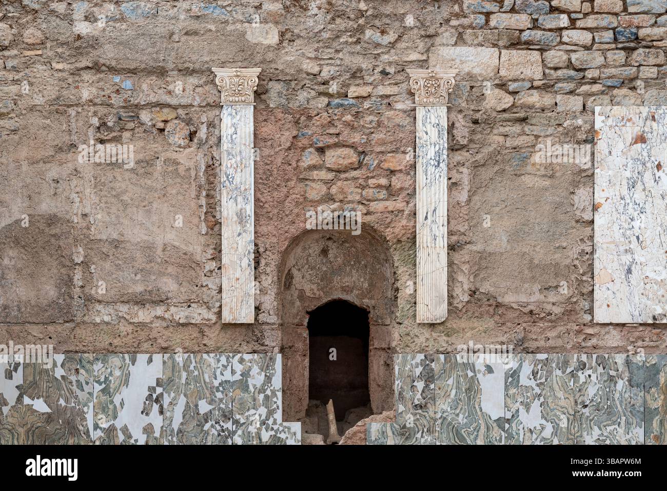 Terrace Houses, Ephesus – Marble niche framed by small columns, part of ...