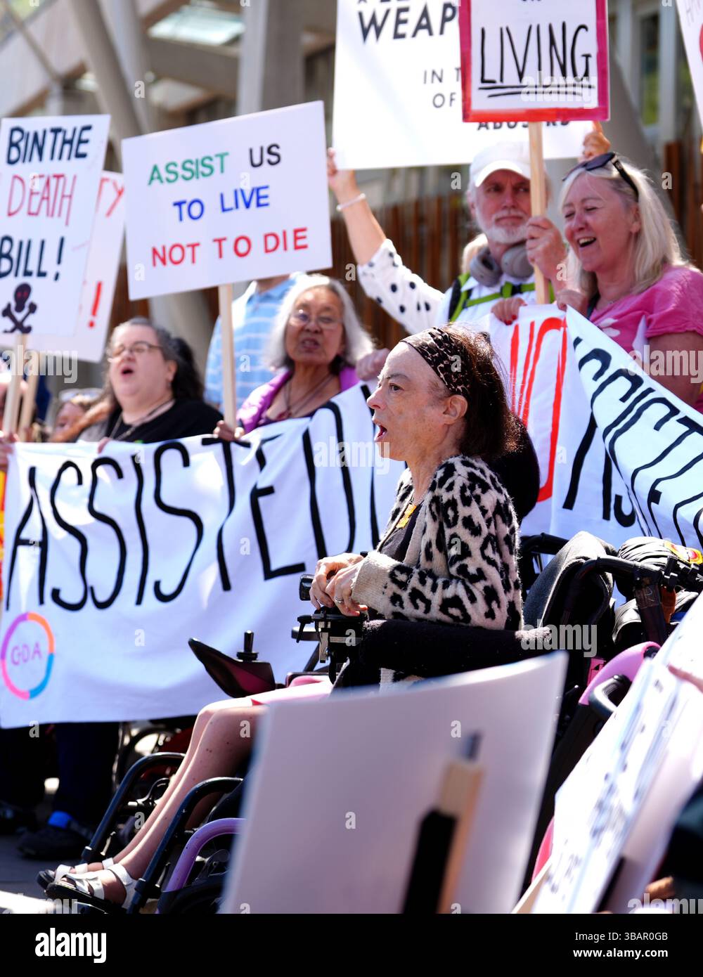 Actress Liz Carr with members of the Glasgow Disability Alliance ...