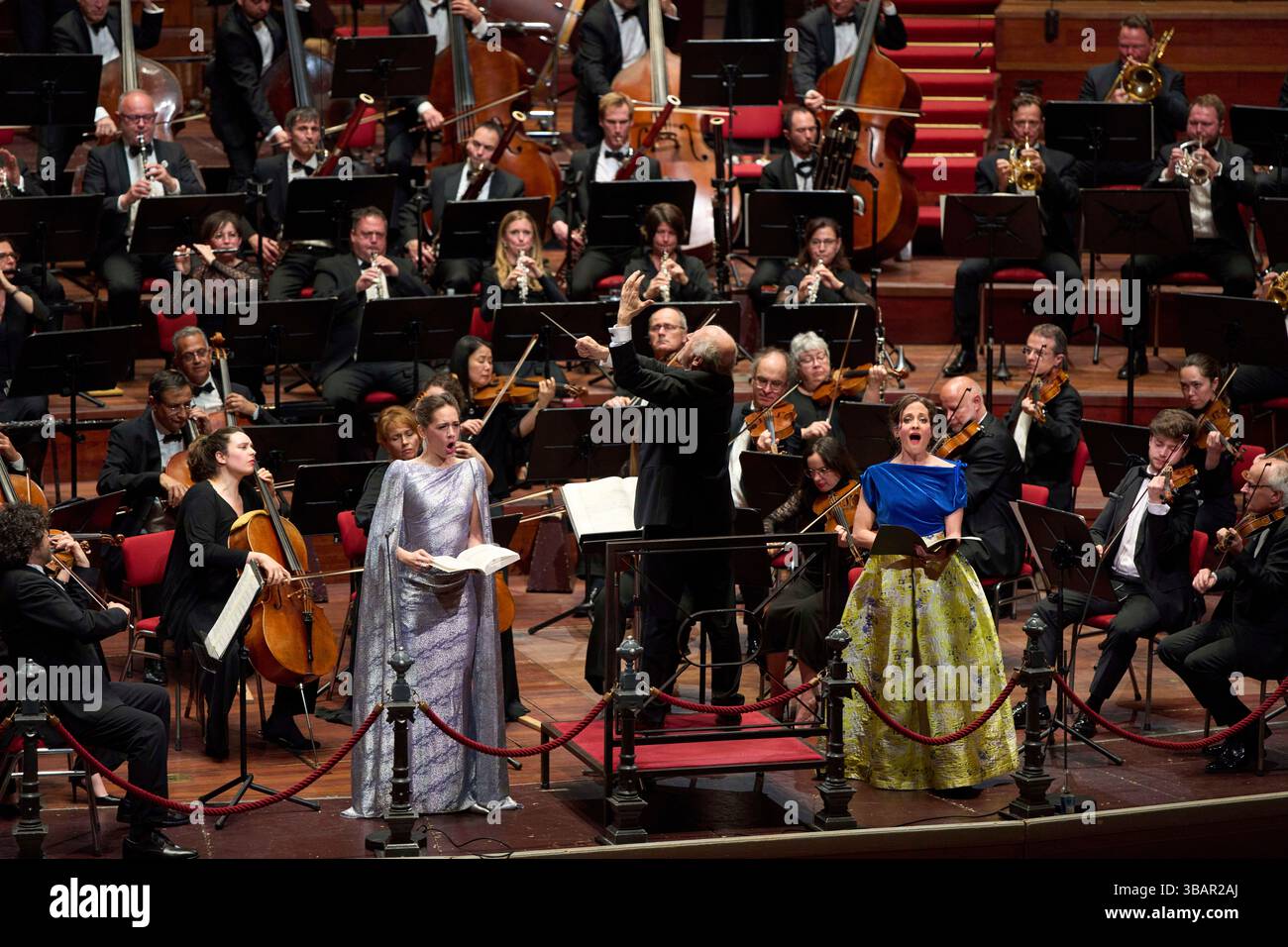 Ivan Fischer, center, conducts the Budapest Festival Orchestra and the ...