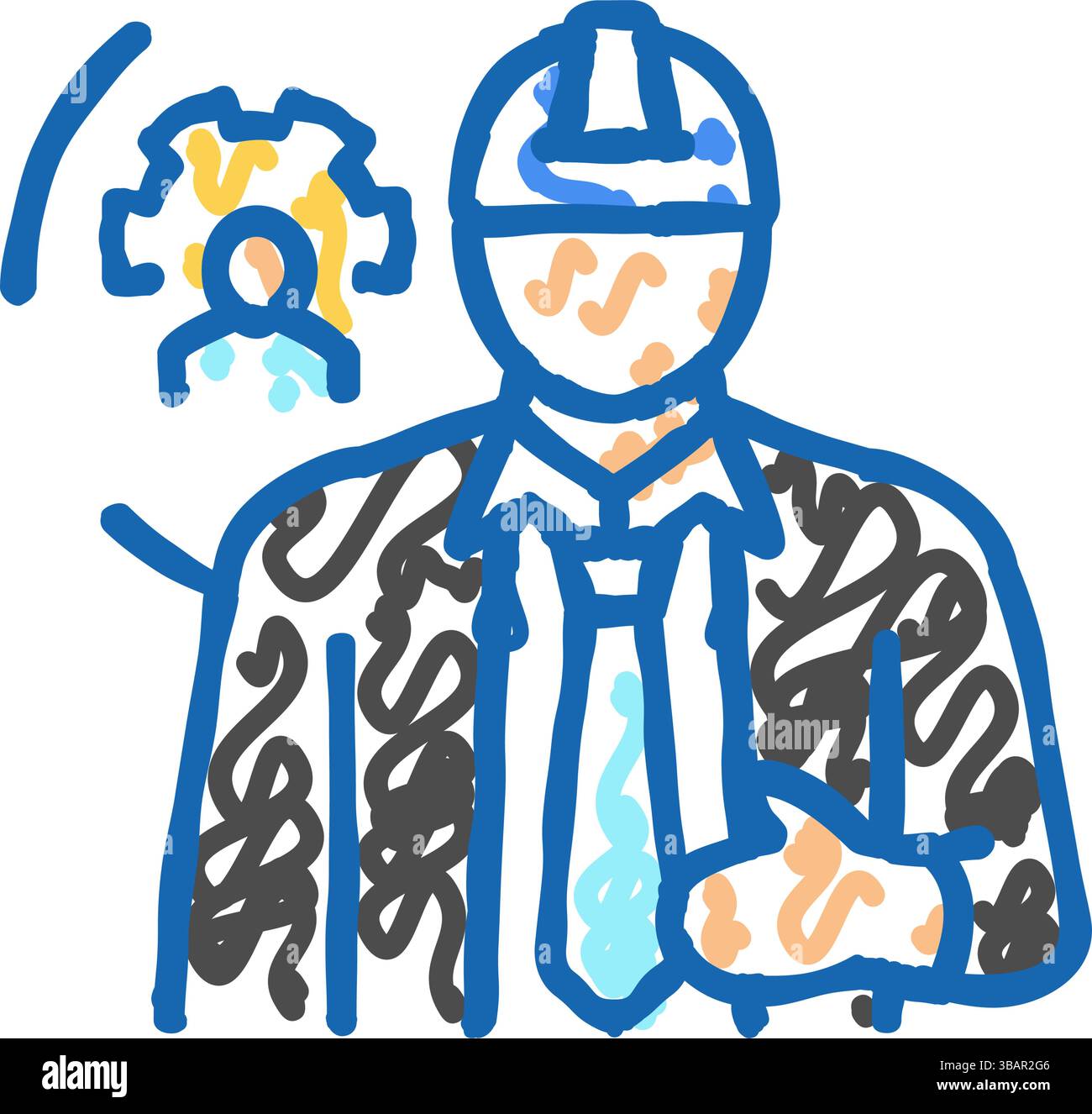 maintenance manager repair worker icon doodle illustration Stock Vector ...
