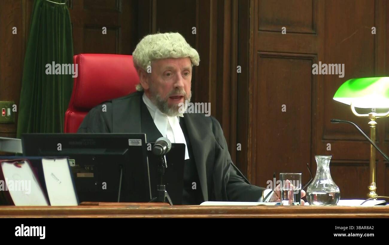 Screen grab taken from PA Video of Lord Justice Holroyde during the ...