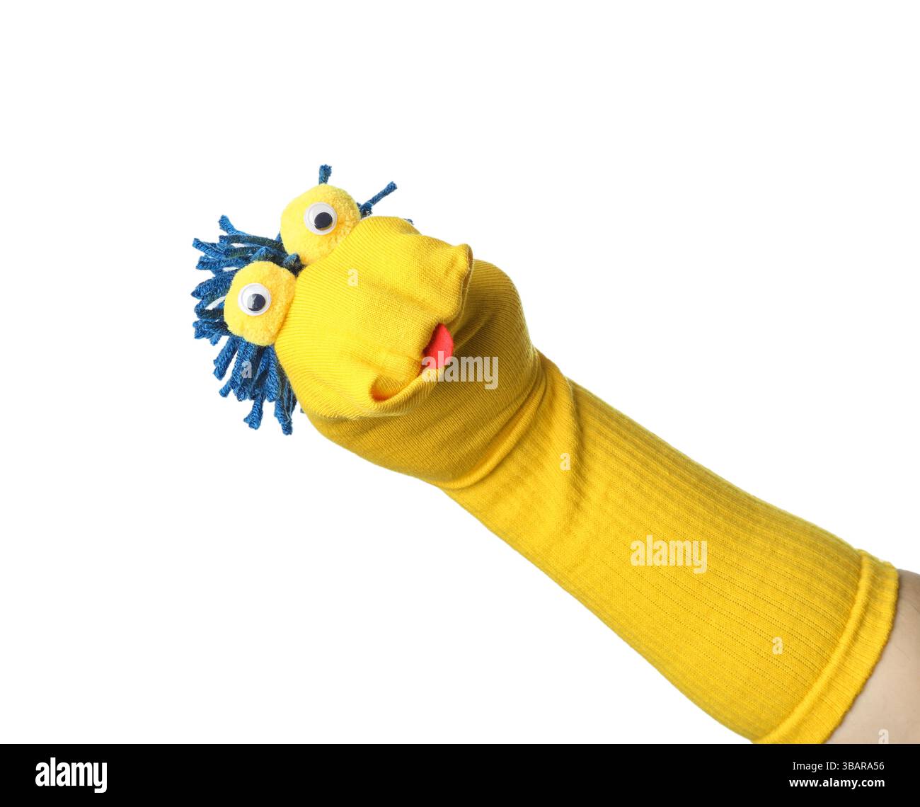 Cute sock puppet for show on hand against white background Stock Photo ...