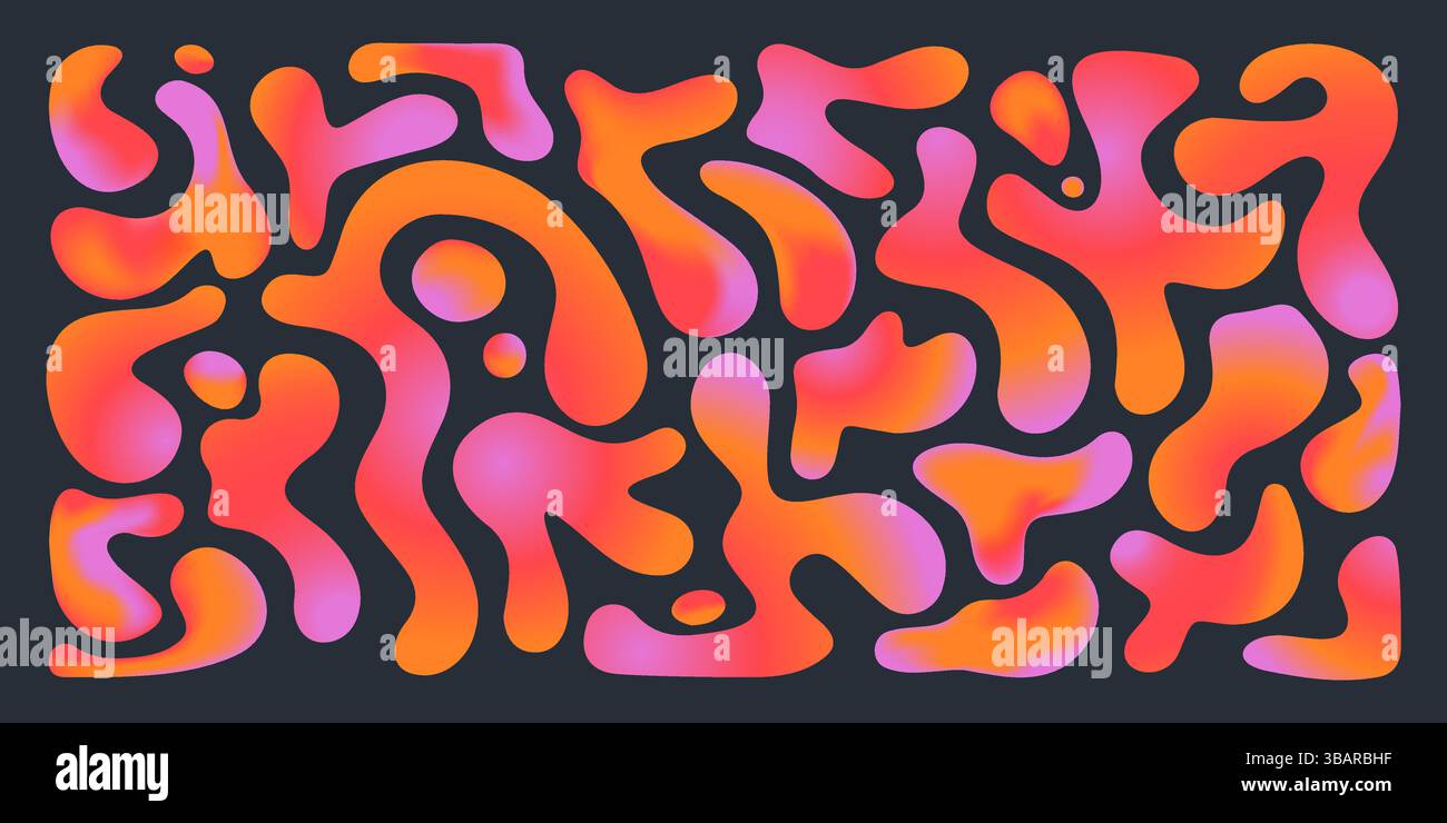 Vibrant funky liquid shapes with colorful gradients - pink, orange and ...