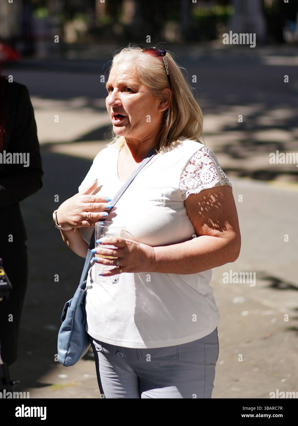 Kim Smith, sister of Peter Sullivan speaking to the media outside the ...