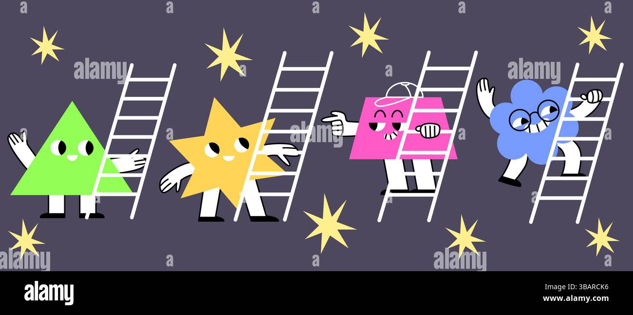Geometric character shapes with abstract ladders set - star cutout ...