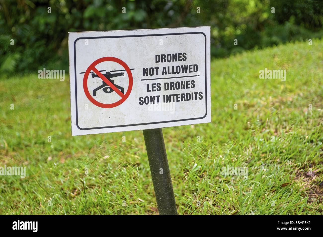Prohibition sign with the notice Drones not allowed, Drones are ...
