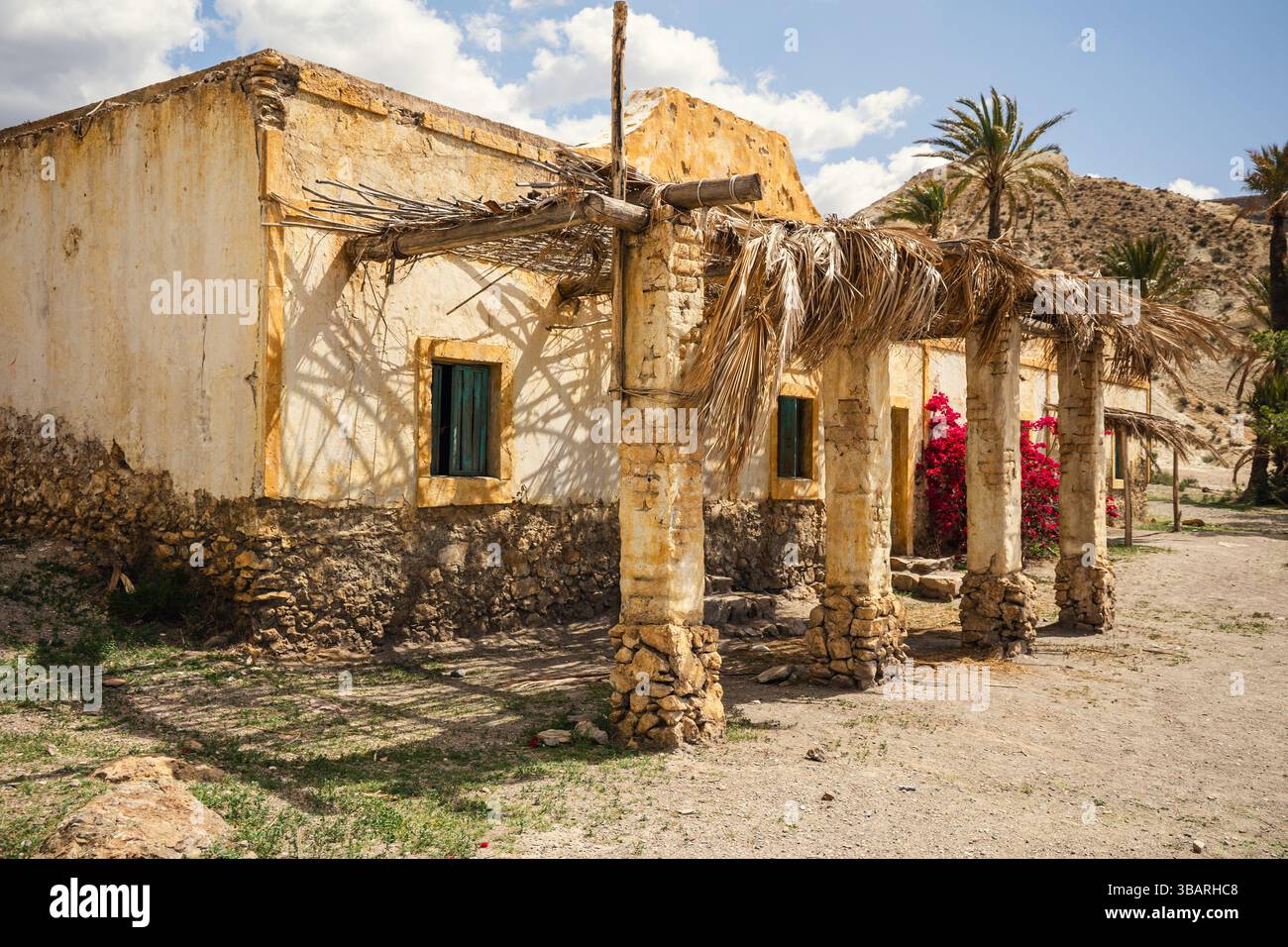Sunny view of historic Western movie set house in Tabernas Desert ...