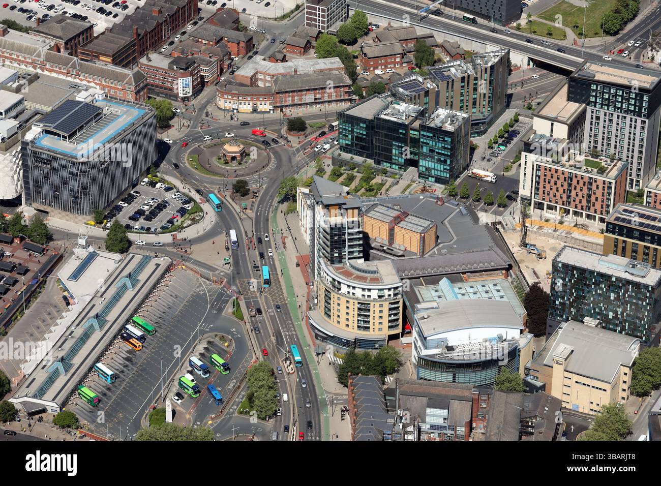 aerial view of east Leeds with Skyline Apartments, Leeds Playhouse and ...