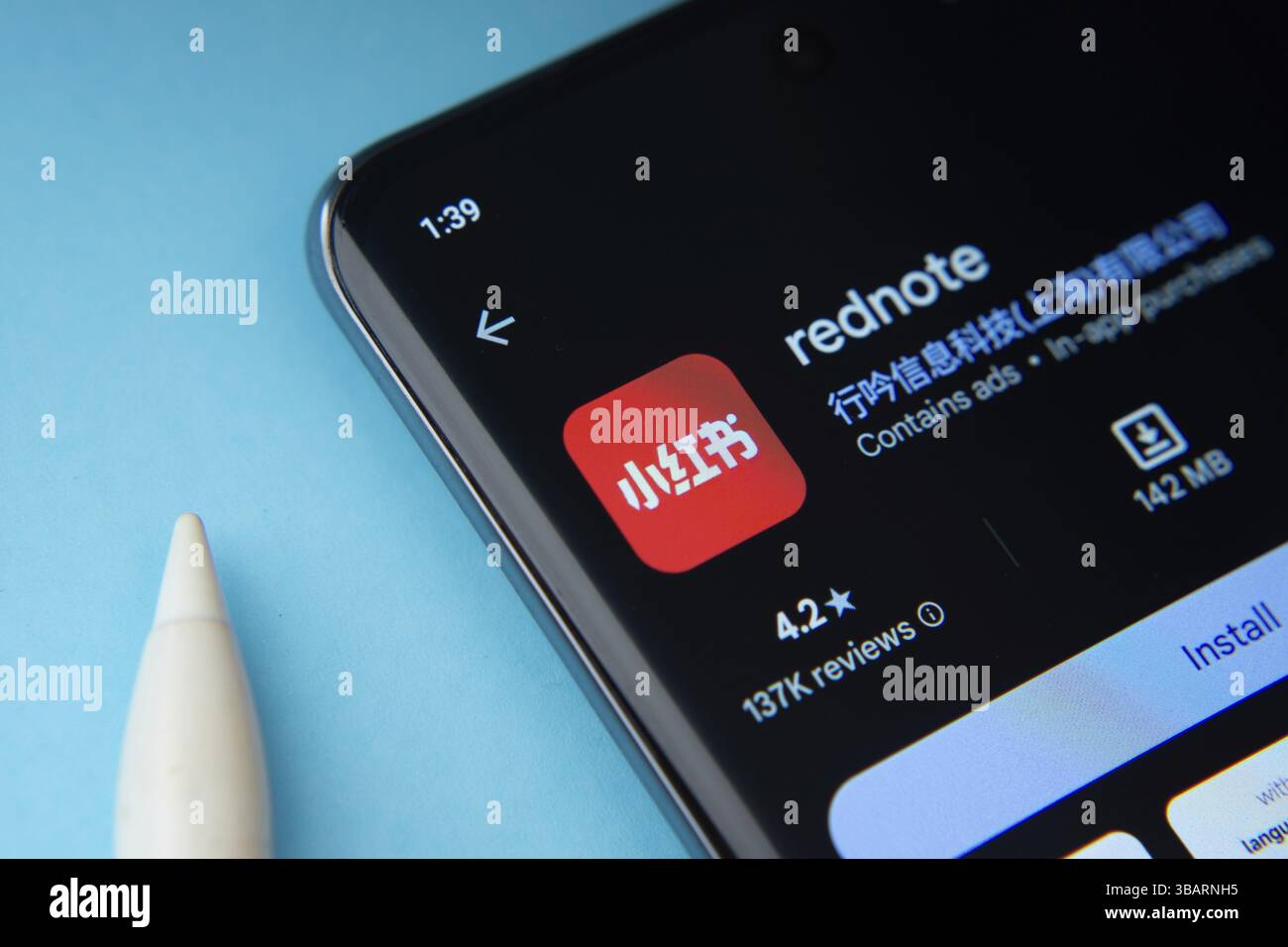 Dhaka, Bangladesh- 18 March 2025: The rednote app from Google Playstore is displayed on a ...