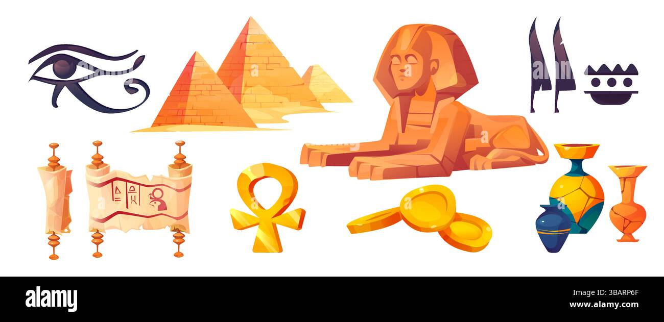 Egyptian ancient history symbols assets - stone Egypt pyramids, great ...