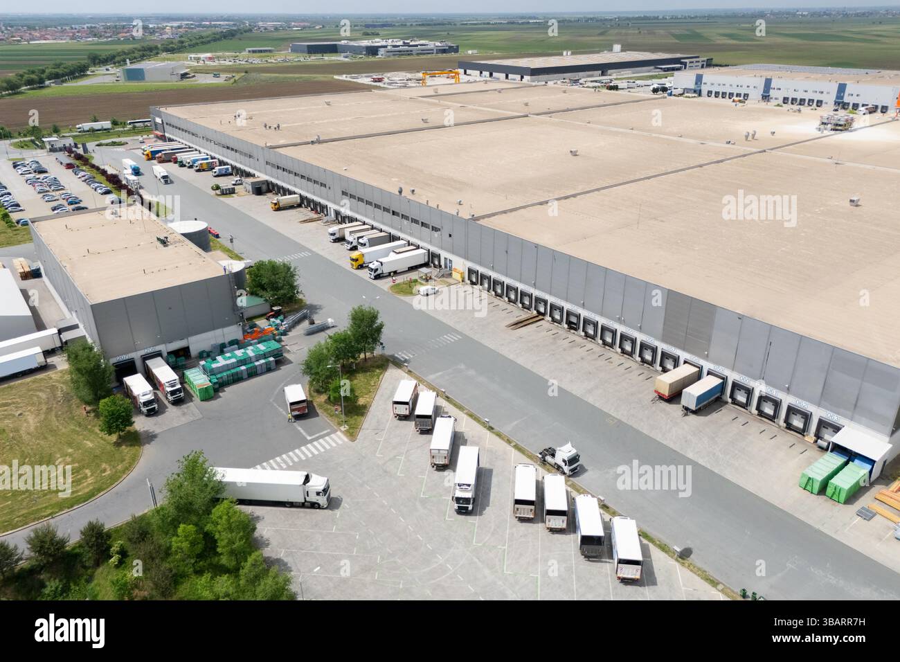 Aerial view of logistics center Stock Photo - Alamy