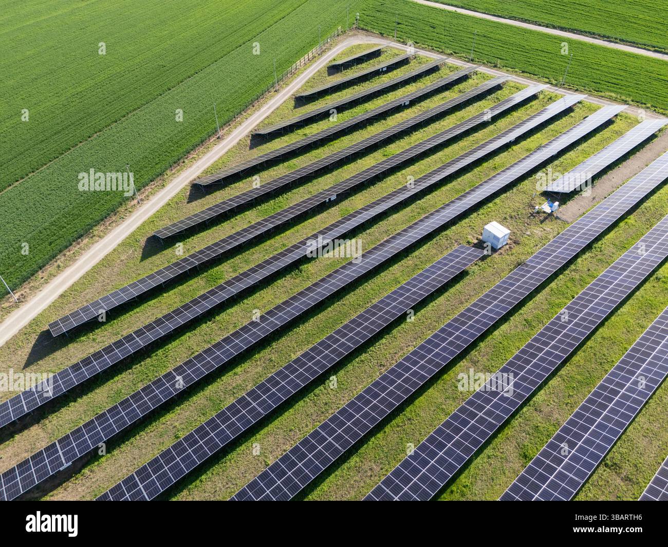 Aerial view of solar power station with energy storages Stock Photo - Alamy