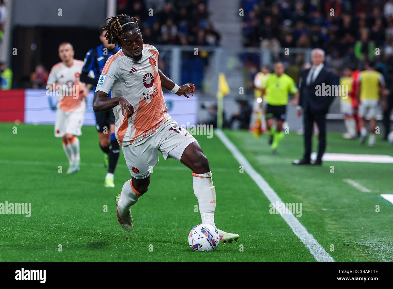 Bergamo, Italy. 13th May, 2025. Manu Kone of AS Roma seen in action ...