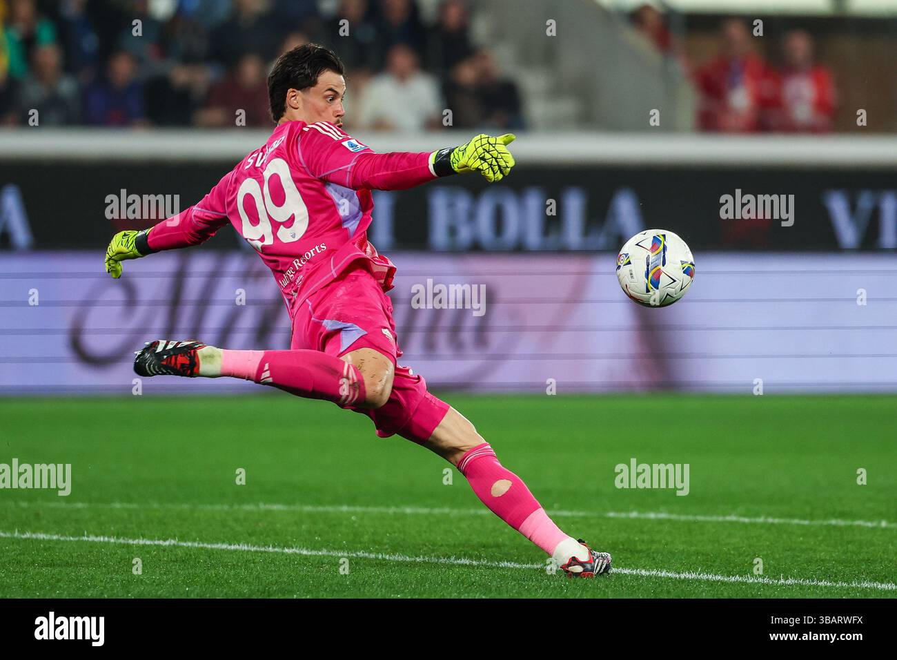 Bergamo, Italy. 13th May, 2025. Mile Svilar of AS Roma seen in action ...
