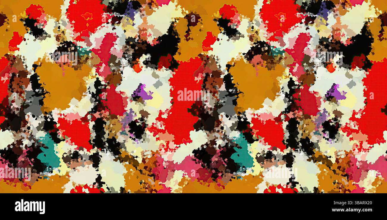 Abstract blotched random paint splatter seamless border pattern. Dense ...