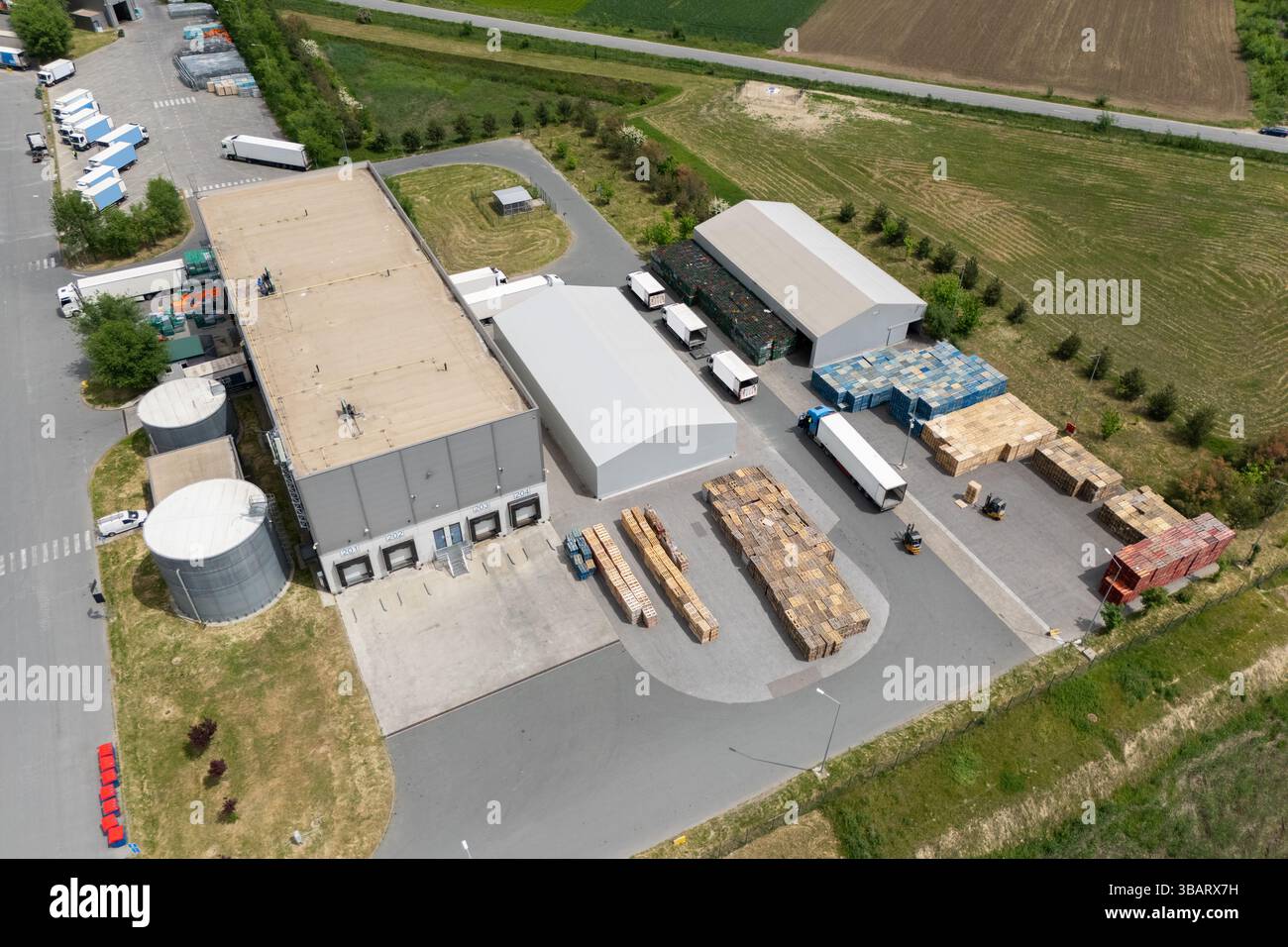 Aerial view of logistics center Stock Photo - Alamy