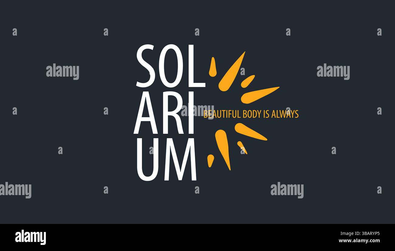 Hand-drawn vector logo on a black background for a solarium Stock ...