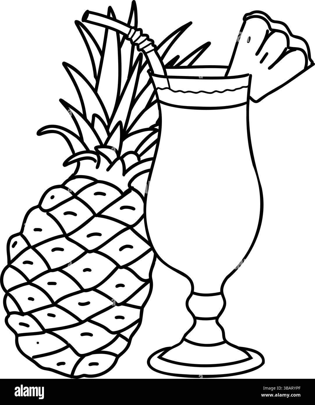 Pina Colada Cocktail and Pineapple Composition. Tropical Summer ...