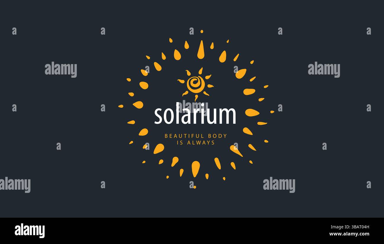 Hand-drawn vector logo on a black background for a solarium Stock ...