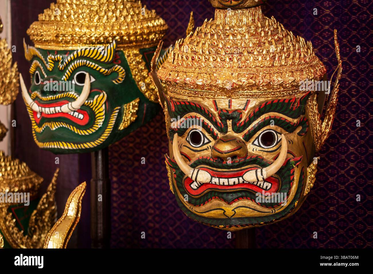 different traditional Lakhon Khol Khmer Masks on display in cambodia ...