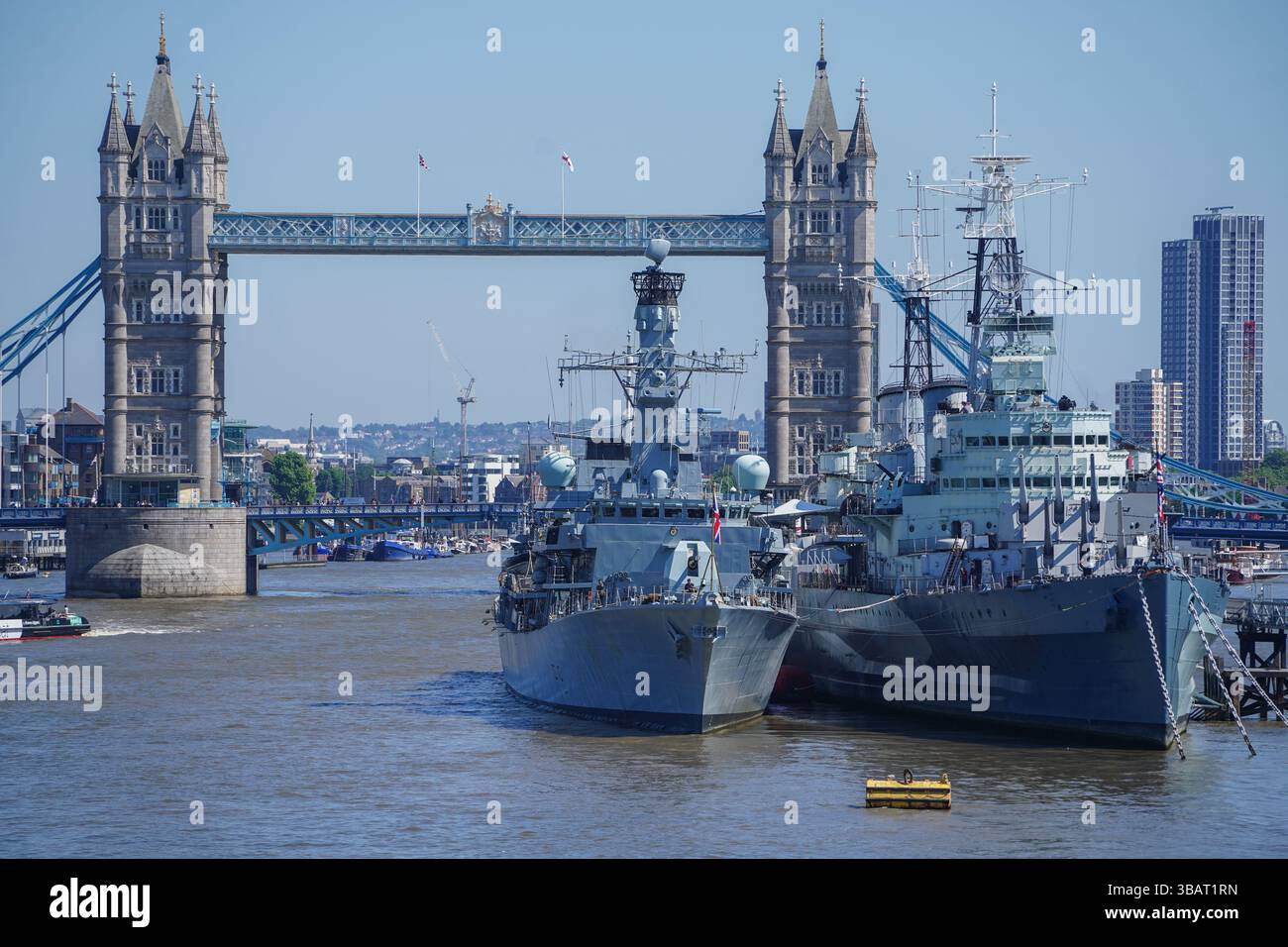 London UK 13 May 2025. HMS Sutherland Royal Navy Type 23 frigate has ...