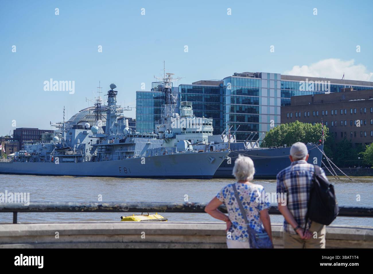 London UK 13 May 2025. HMS Sutherland Royal Navy Type 23 frigate has ...