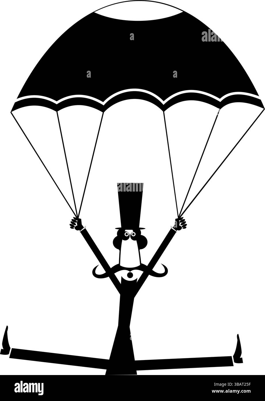 Cartoon skydiver man in the top hat. Skydiver man in the top hat ...