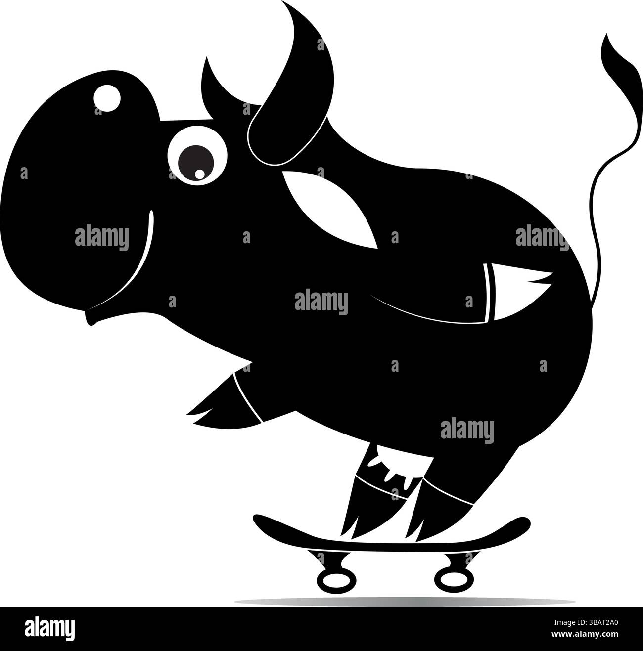 Cartoon cute cow a skateboarder. Active lifestyle idea. Cartoon cow ...