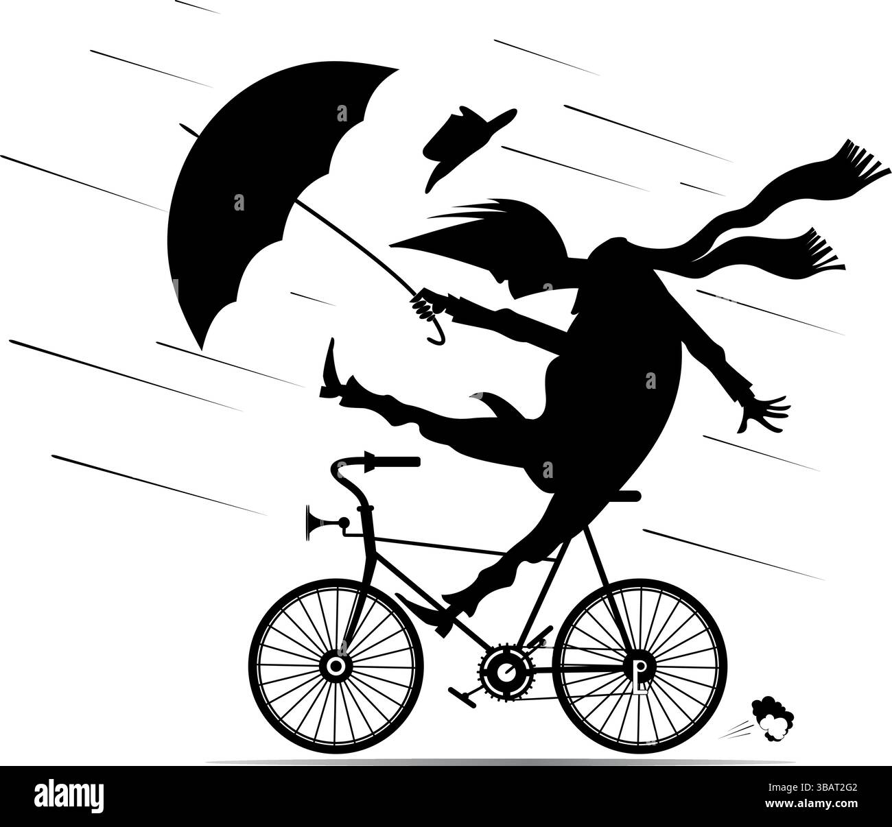 Windy day bicycle Black and White Stock Photos & Images - Alamy