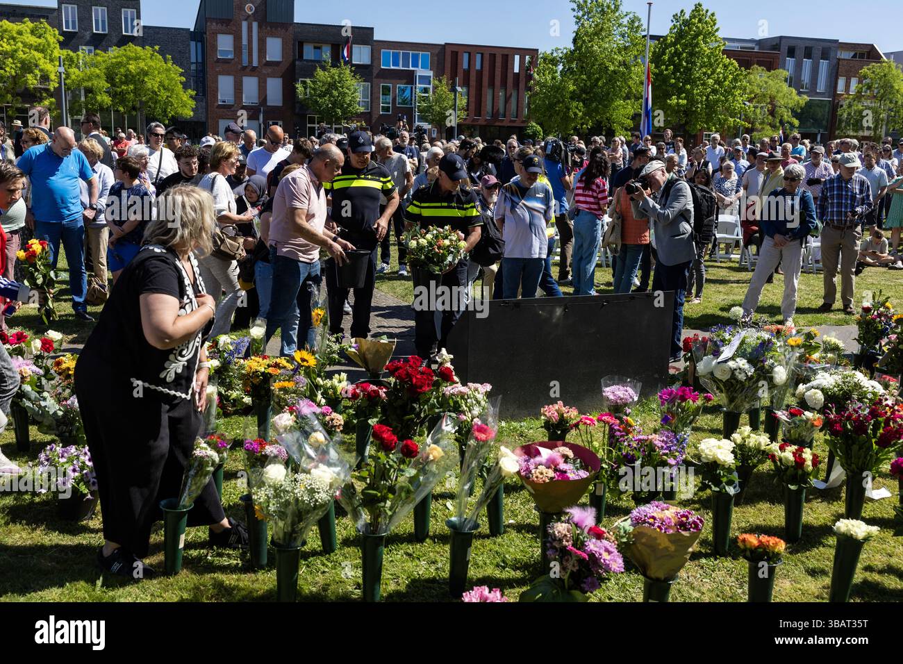 ENSCHEDE - Interested parties lay flowers at the memorial for the ...