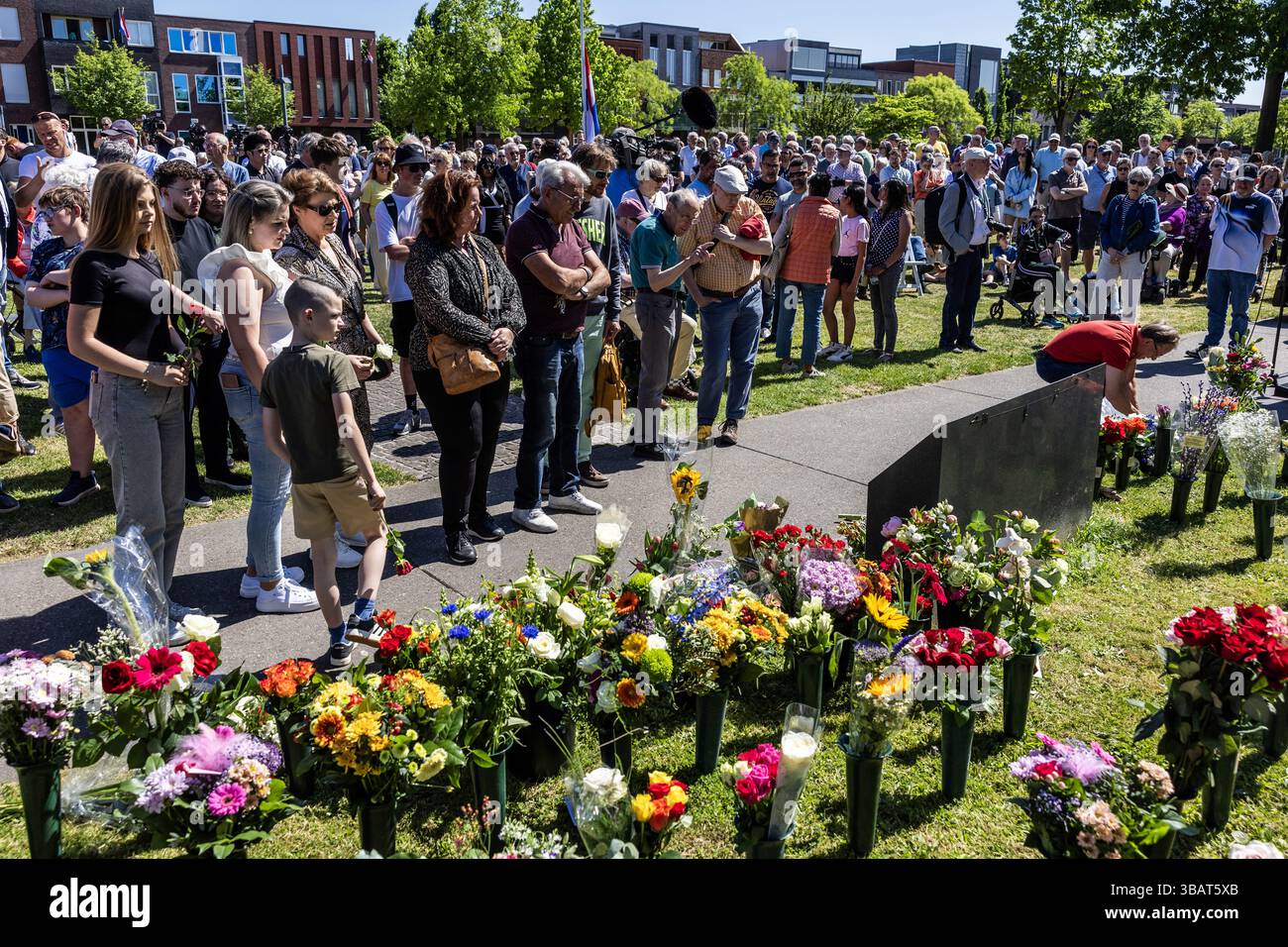 ENSCHEDE - Interested parties lay flowers at the memorial for the ...