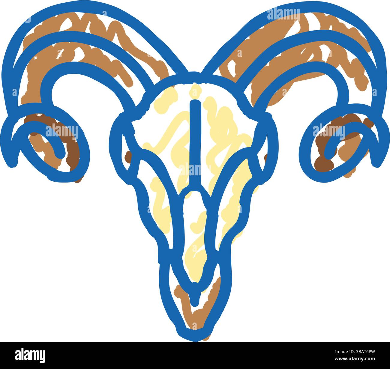 skull ram horn animal icon doodle illustration Stock Vector Image & Art ...