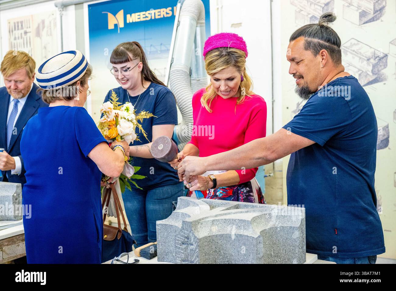 King Willem-Alexander, Queen Maxima at Restoration Construction Company ...