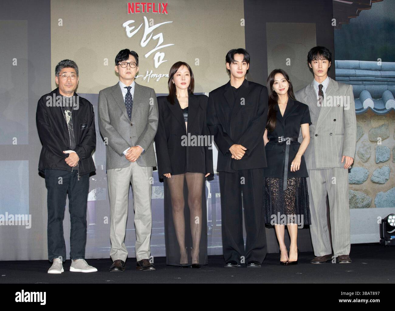 Seoul, South Korea. 13th May, 2025. (L to R) South Korean director Kim Hong-sun, actors Park ...