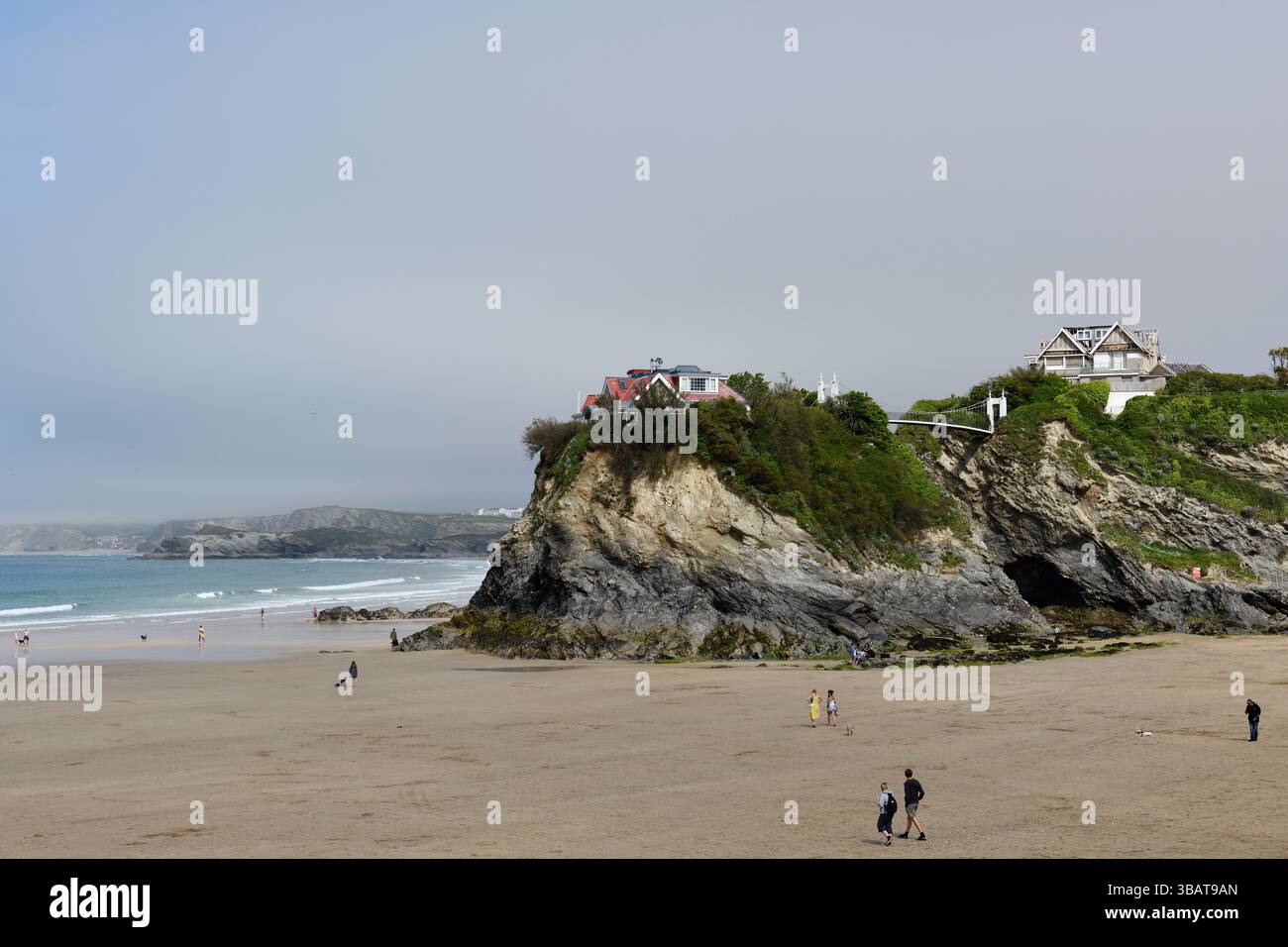 Island House and Towan Beach Newquay Cornwall England uk Stock Photo ...