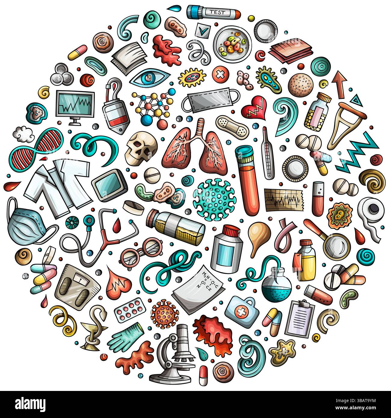 Cartoon set of medicine theme objects Stock Vector Image & Art - Alamy
